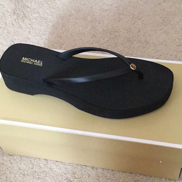 Michael Kors | Shoes | Michael Kors Womens Lilo Logo Wedge Flip ...